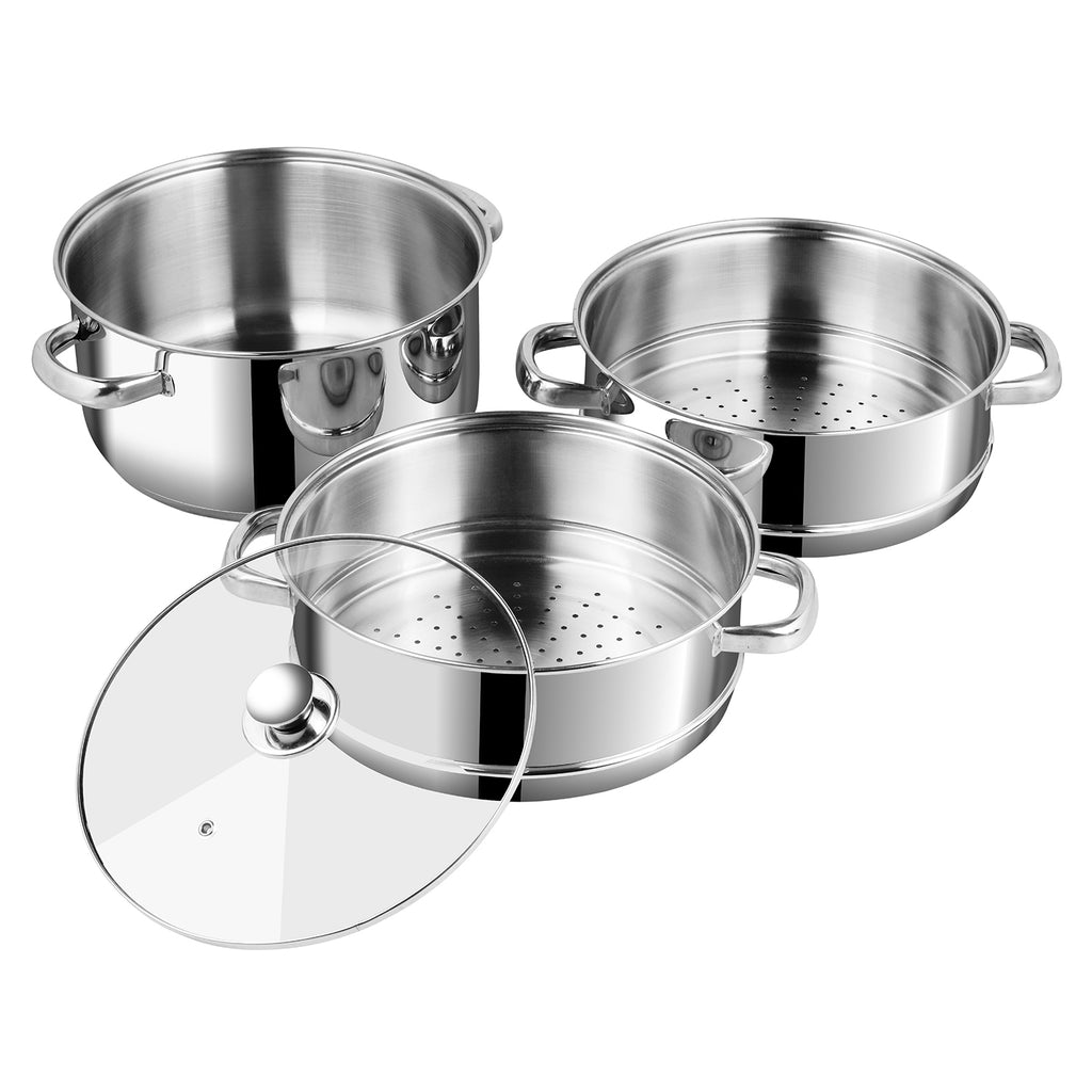 Vinod Stainless Steel 3 Tier Steamer Set - 18 Cm (Induction Friendly ...